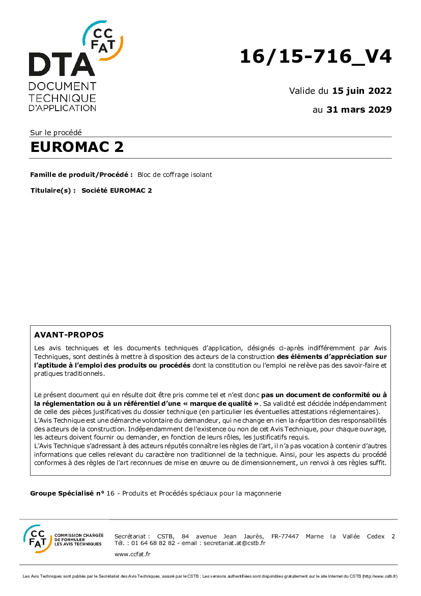 Documentations de fiches techniques et brochures - EUROMAC2